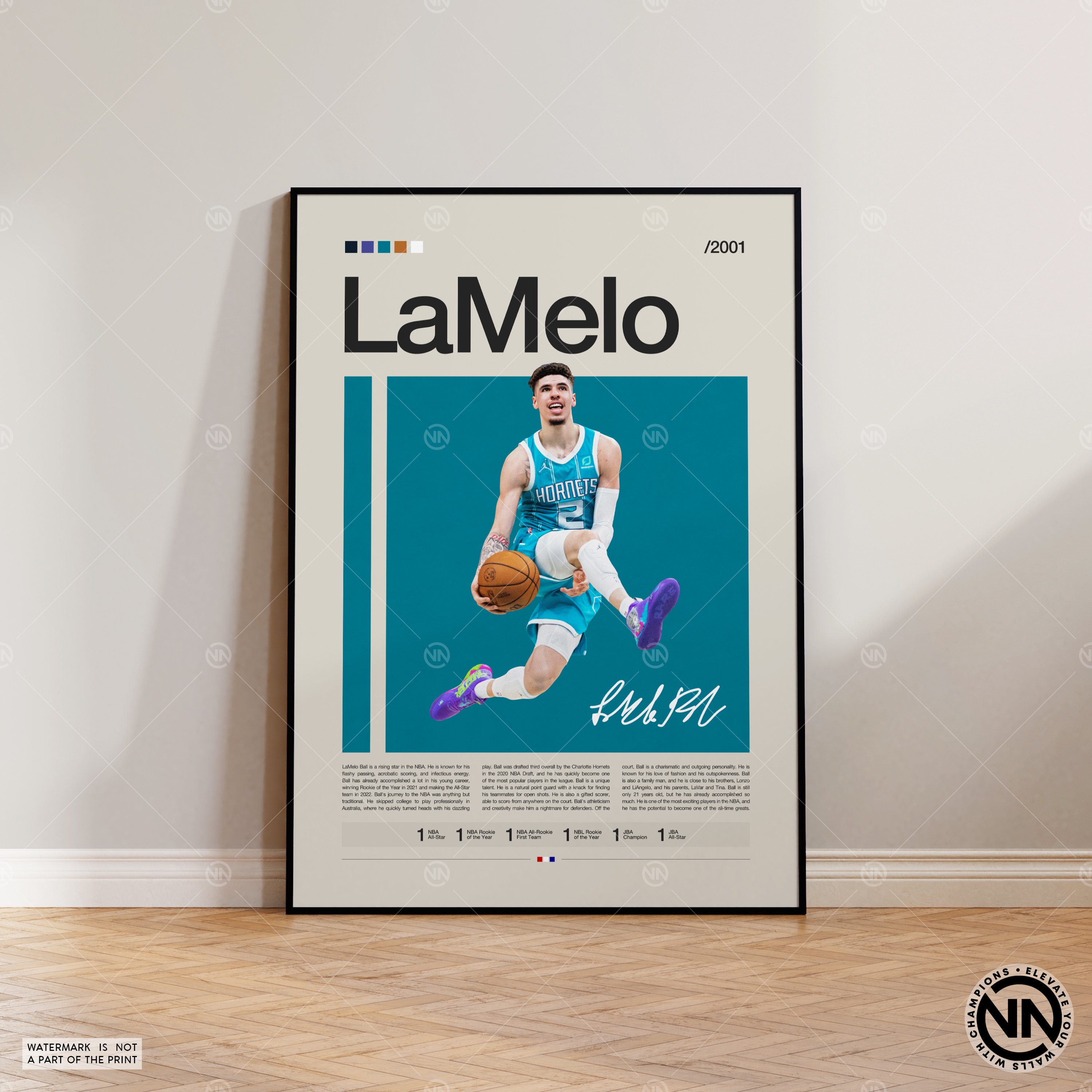 LaMelo Ball Poster, Charlotte Hornets, NBA Poster, Sports Po - Inspire ...