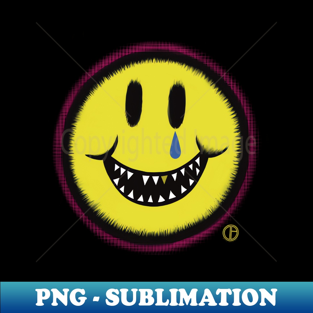 Sunny Smiley Face Tear Fangs Gold Tooth - Stylish Sublimatio - Inspire ...