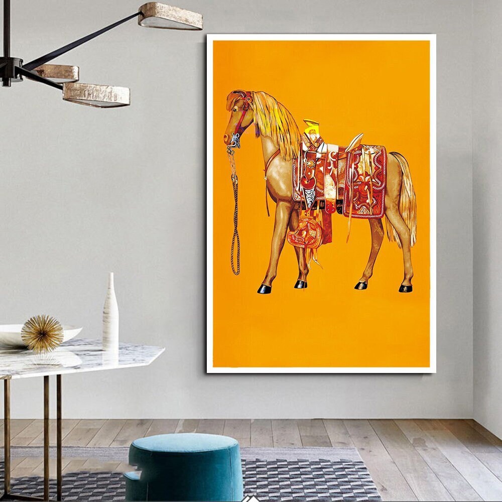 orange horse canvas wall art, saddled horse canvas wall art, | Inspire ...