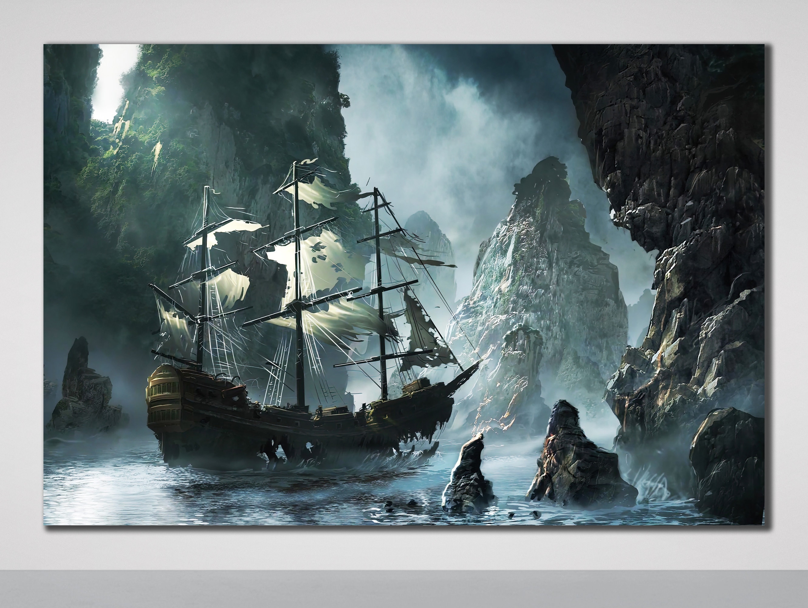 Pirate Ship Canvas Wall Art, Sailing Pirate Ship Print, Ship | Inspire ...