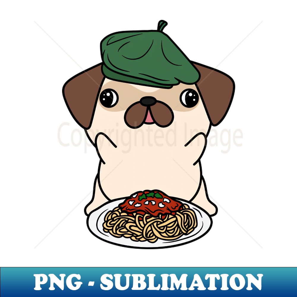 Dog eating Spaghetti - Pug - PNG Transparent Sublimation Fil | Inspire ...