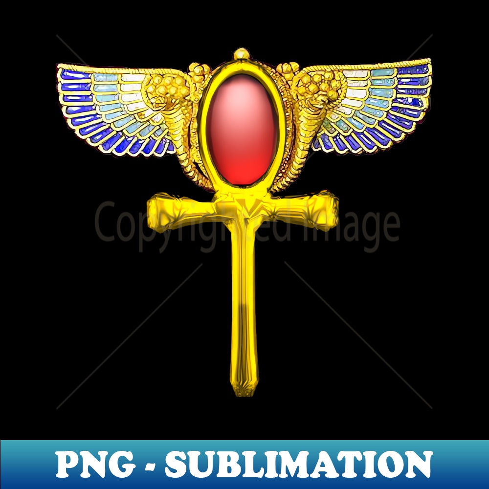 RED TALISMAN Gold Ankh with Wings and Cornucopia Egyptian Et | Inspire ...