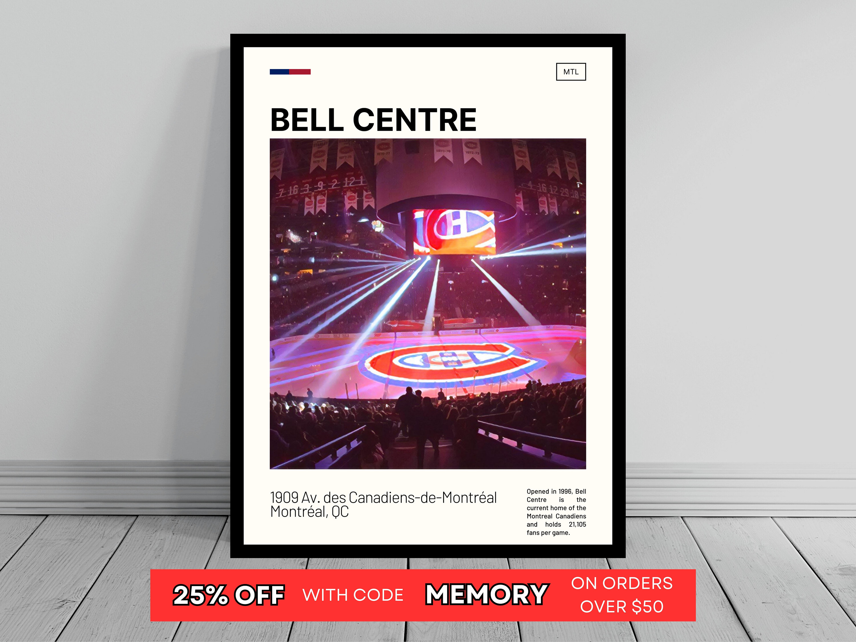 Bell Centre Print Montreal Canadiens Poster NHL Art NHL A - Inspire Uplift