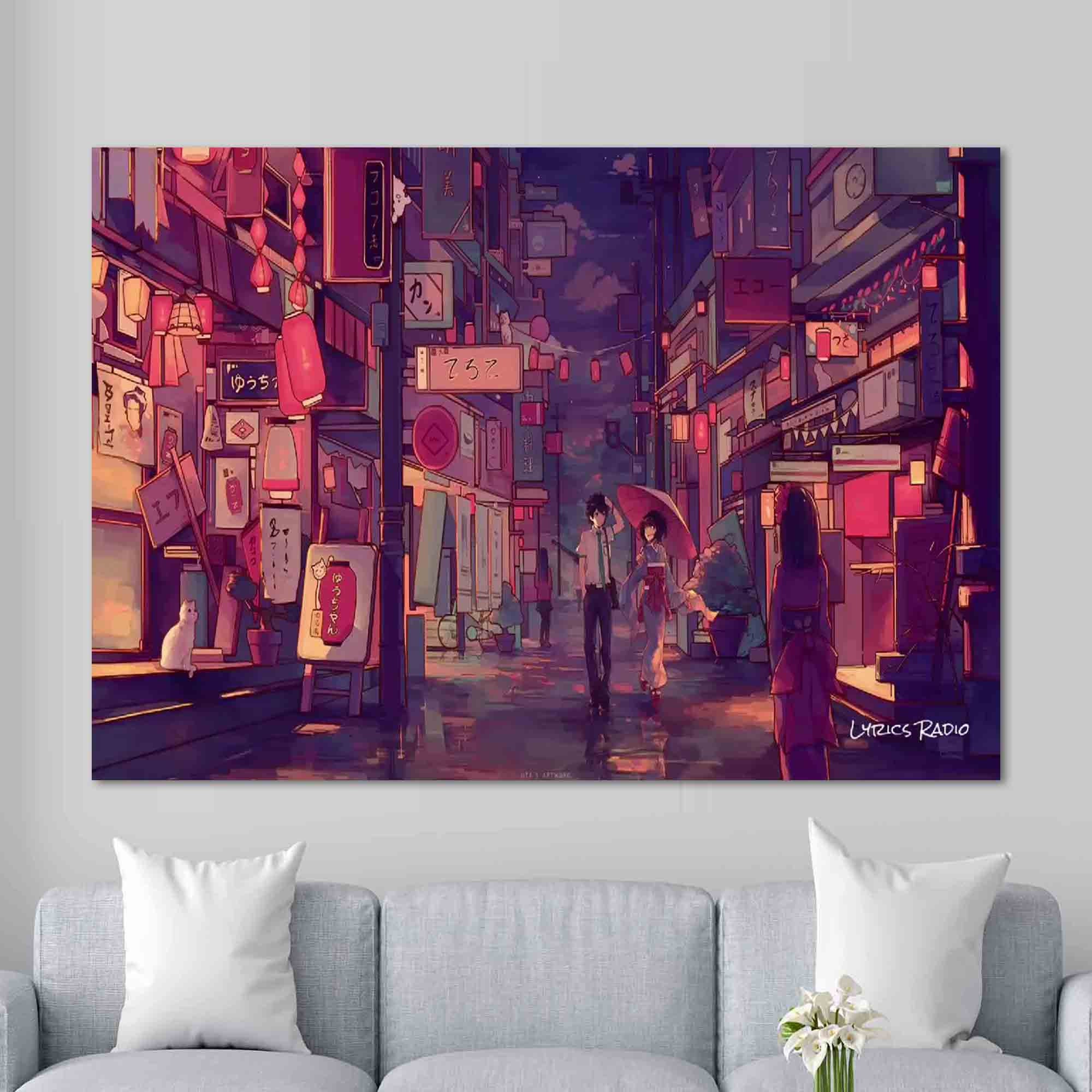 Wall art Lo-fi Style Canvas Lofi Bedroom Canvas Lofi Art Lo | Inspire ...