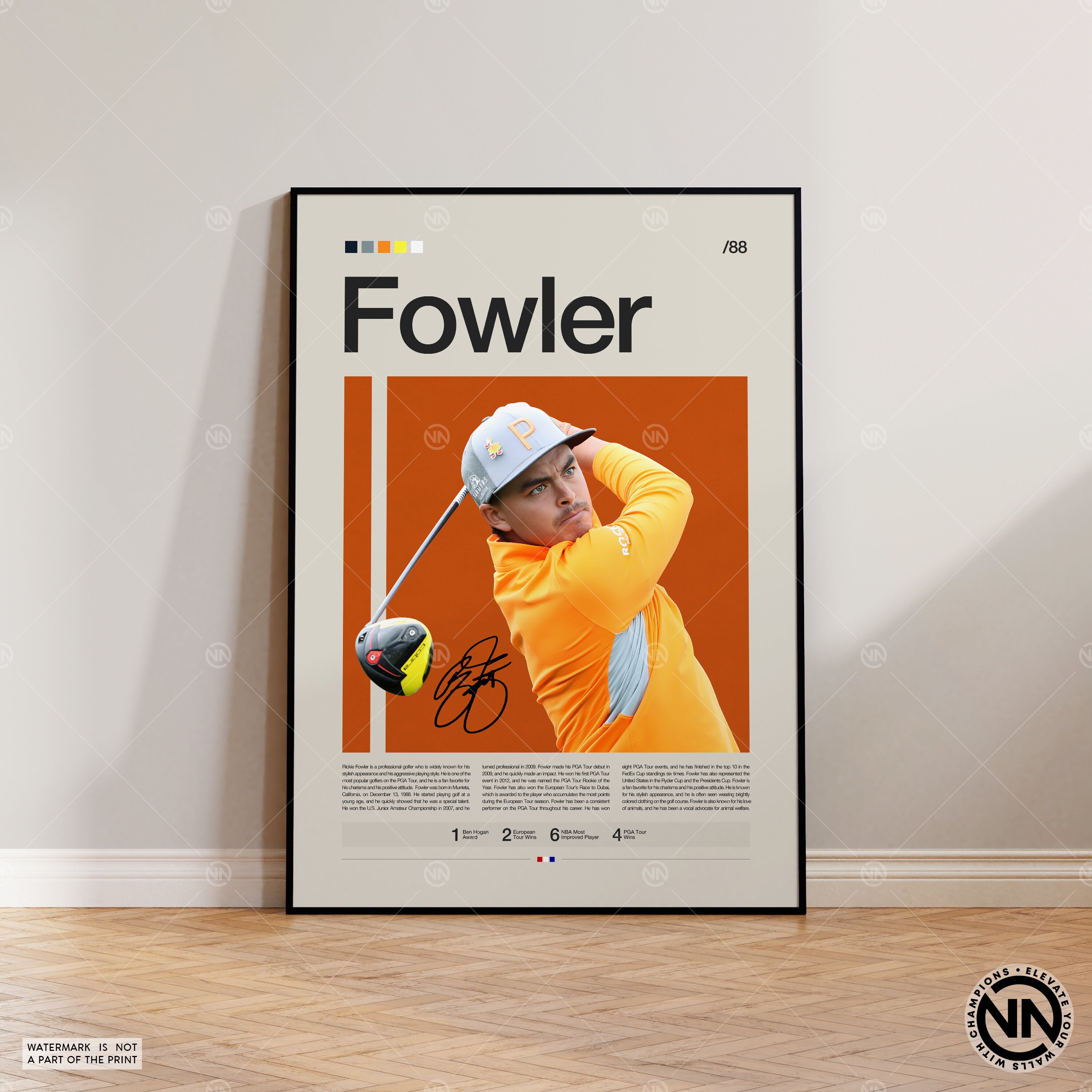 Rickie Fowler Poster, Golf Poster, Motivational Poster, Spor - Inspire ...