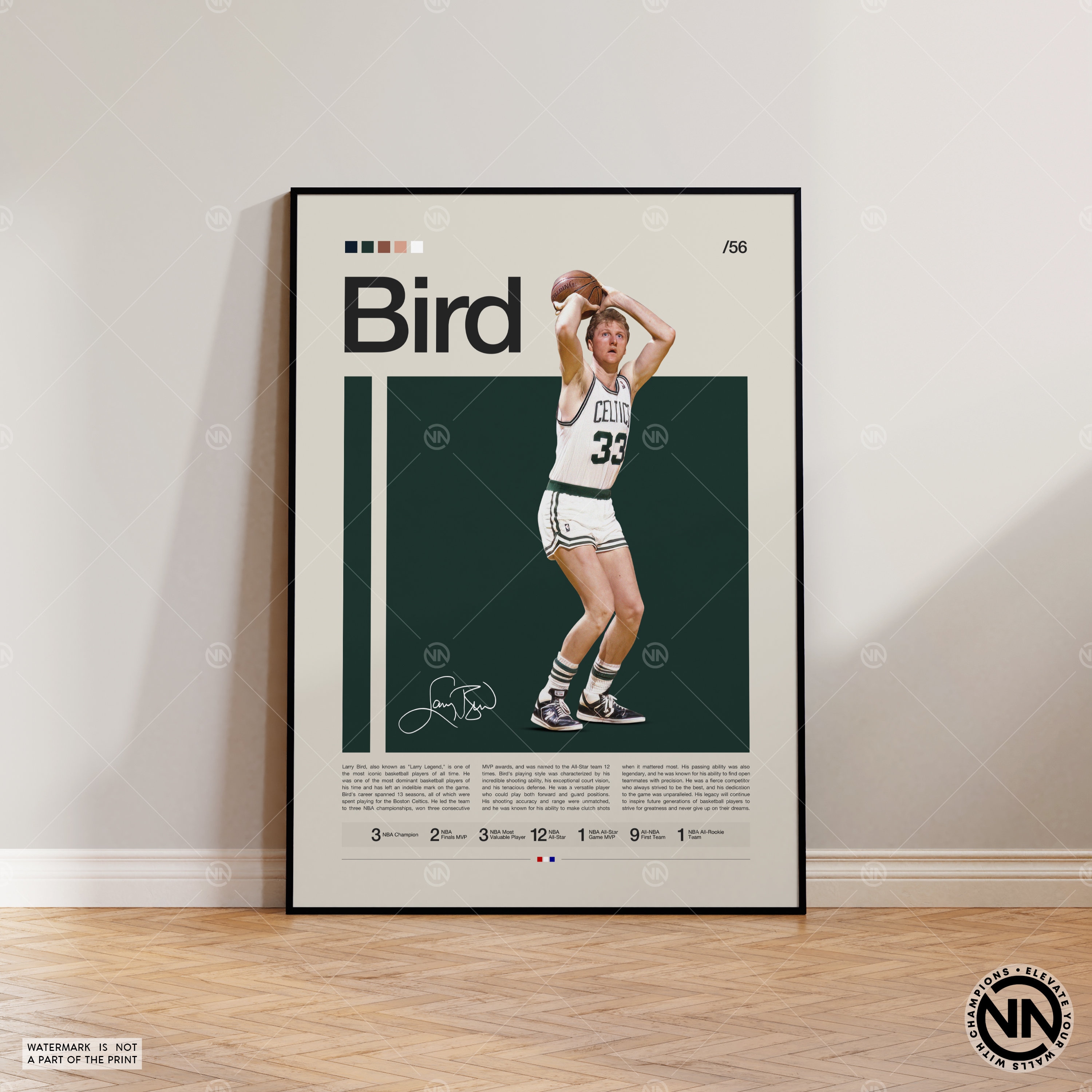 Larry Bird Poster, Boston Celtics Print, NBA Poster, Sports | Inspire ...