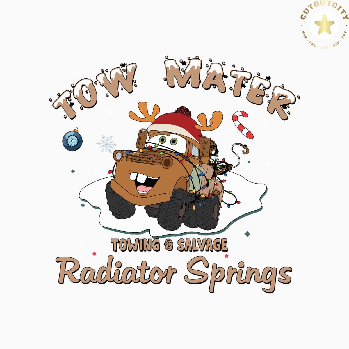 Disney Cars Tow Mater Radiator Springs Christmas SVG File | Inspire Uplift