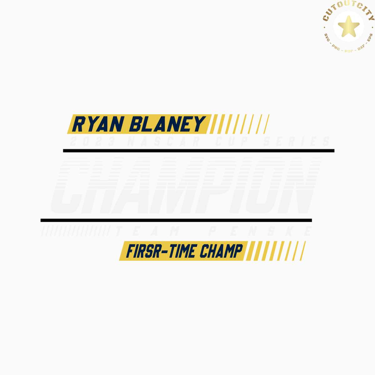 Ryan Blaney NASCAR Cup Series First Time Champ SVG File | Inspire Uplift