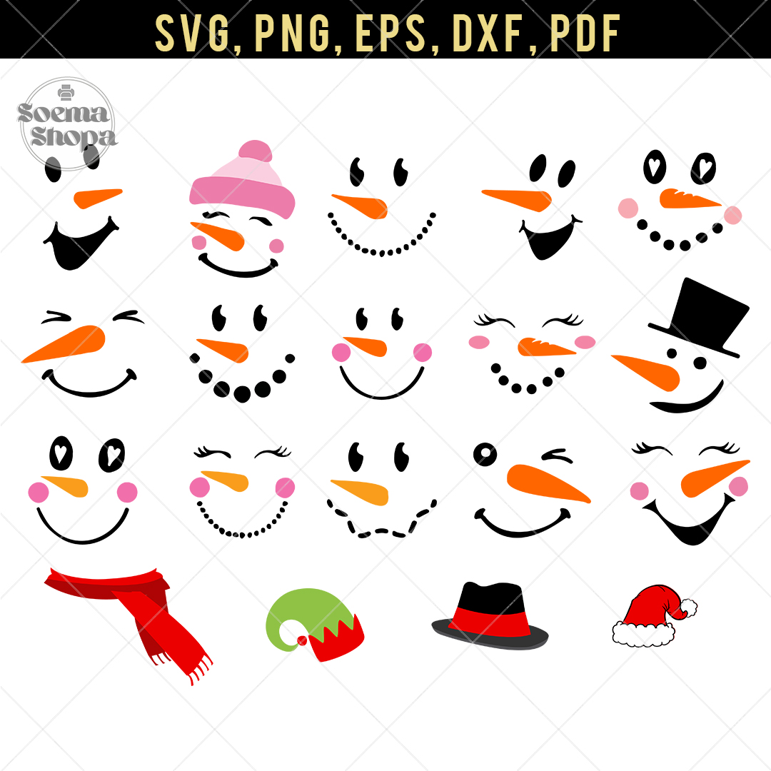 Snowman Face 2 SVG, Layered Cut SVG, Christmas SVG, Bundle S - Inspire ...