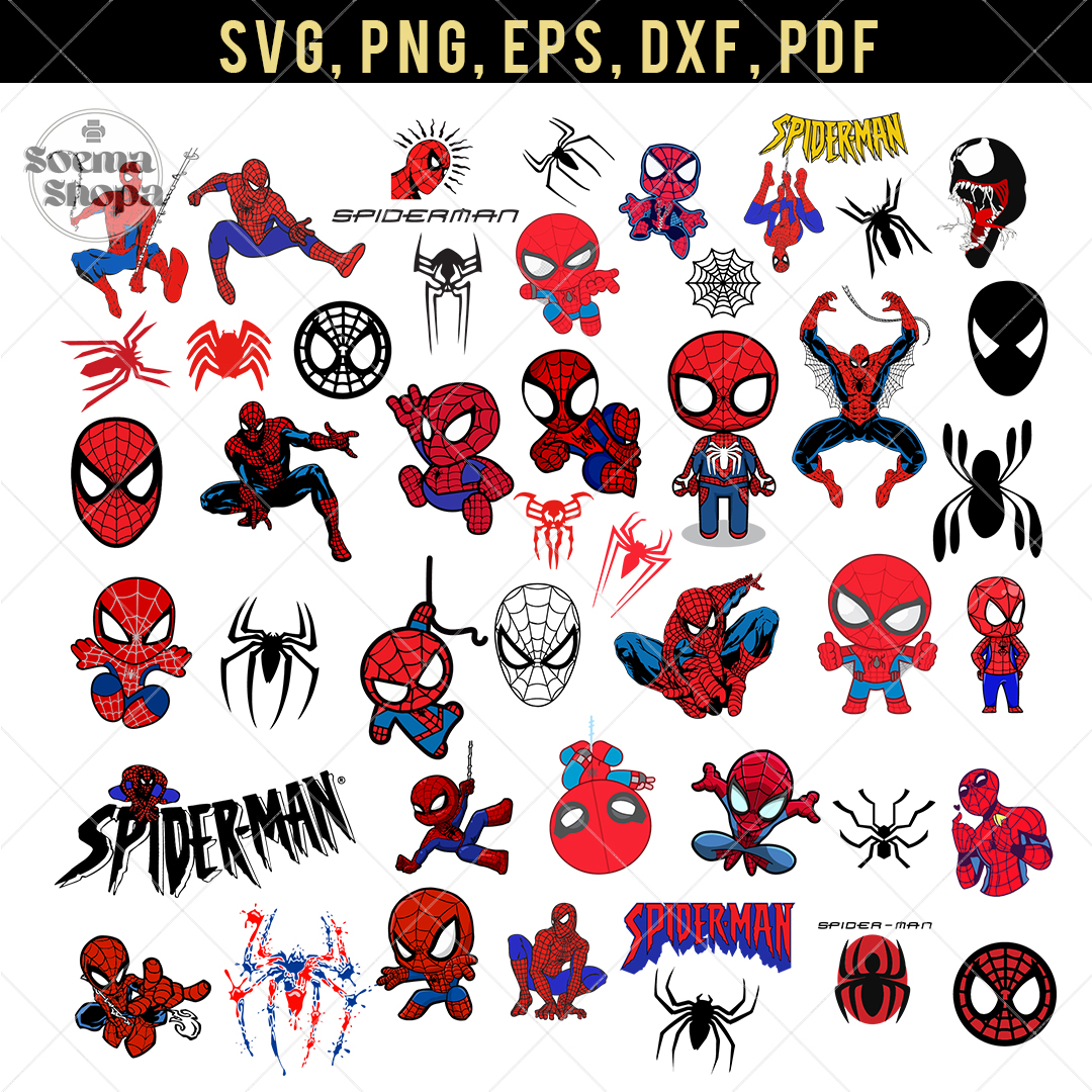 Spider SVG, Spider Chibi Layered Cut SVG, Cartoon SVG, Bundl | Inspire ...