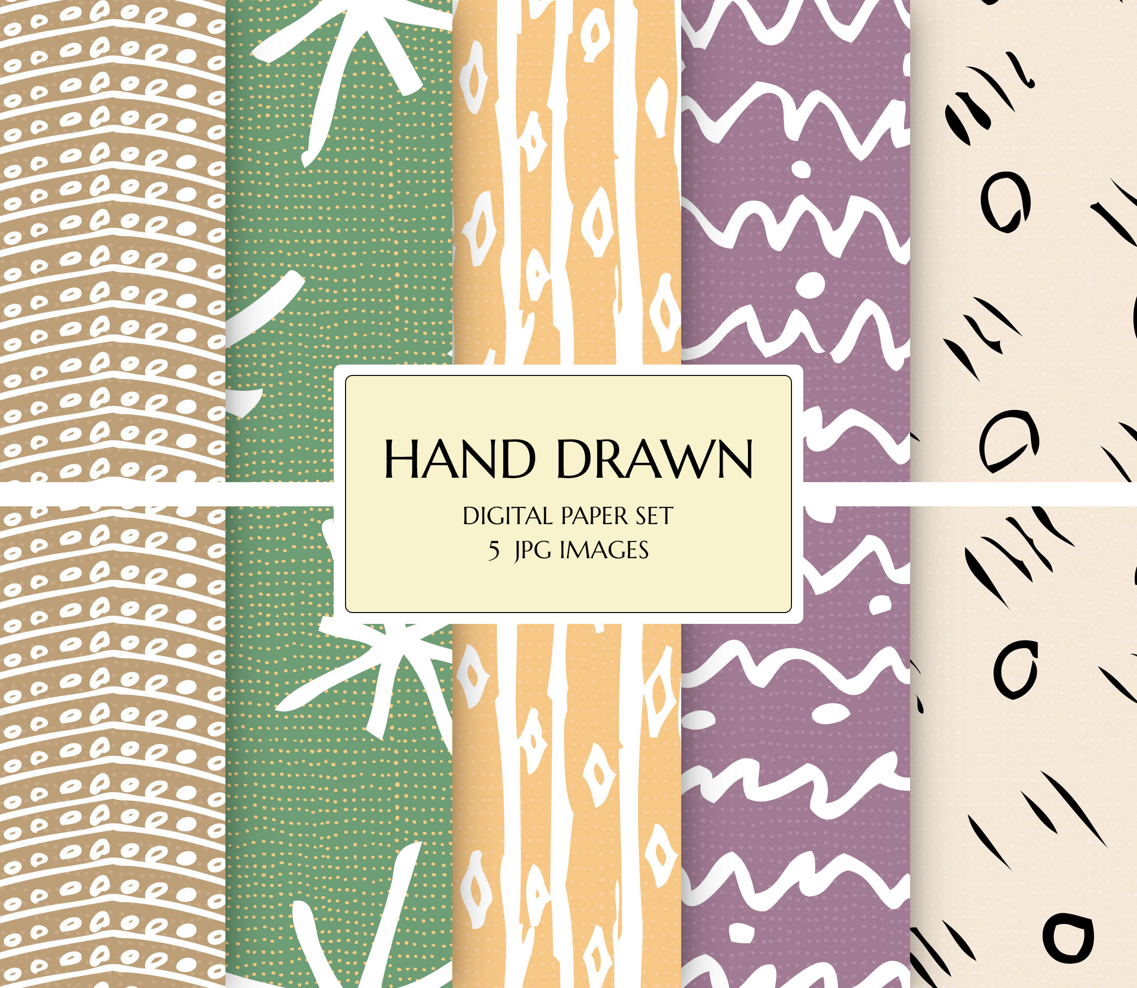 Hand-Drawn Patterns, Hand-Drawn Digital Paper, Hand-Drawn | Inspire Uplift