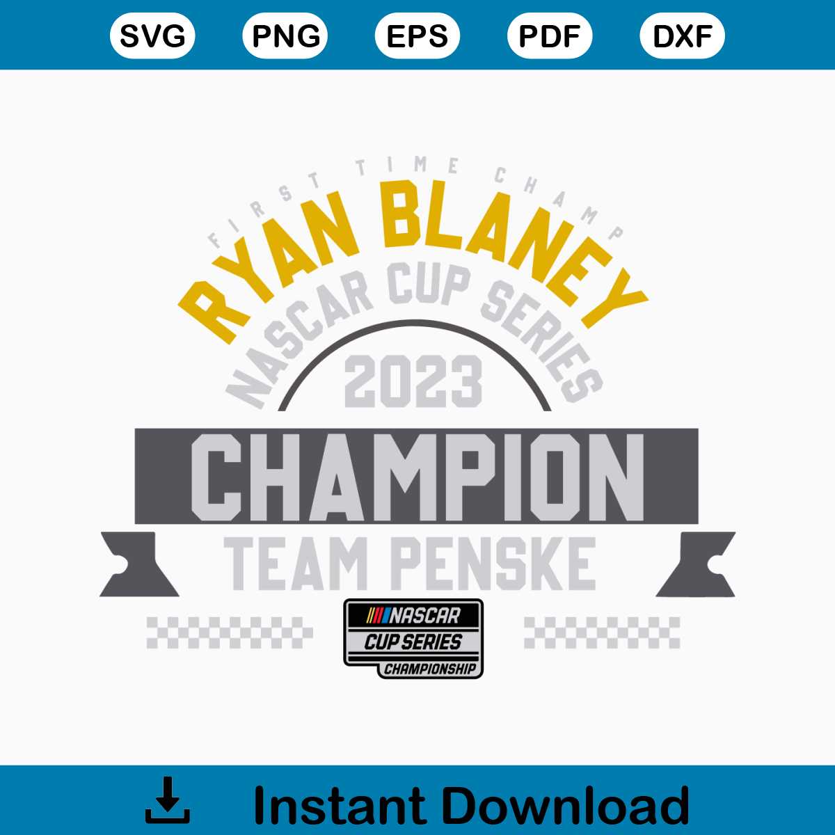 Retro Ryan Blaney NASCAR Cup Series Champion SVG File - Inspire Uplift