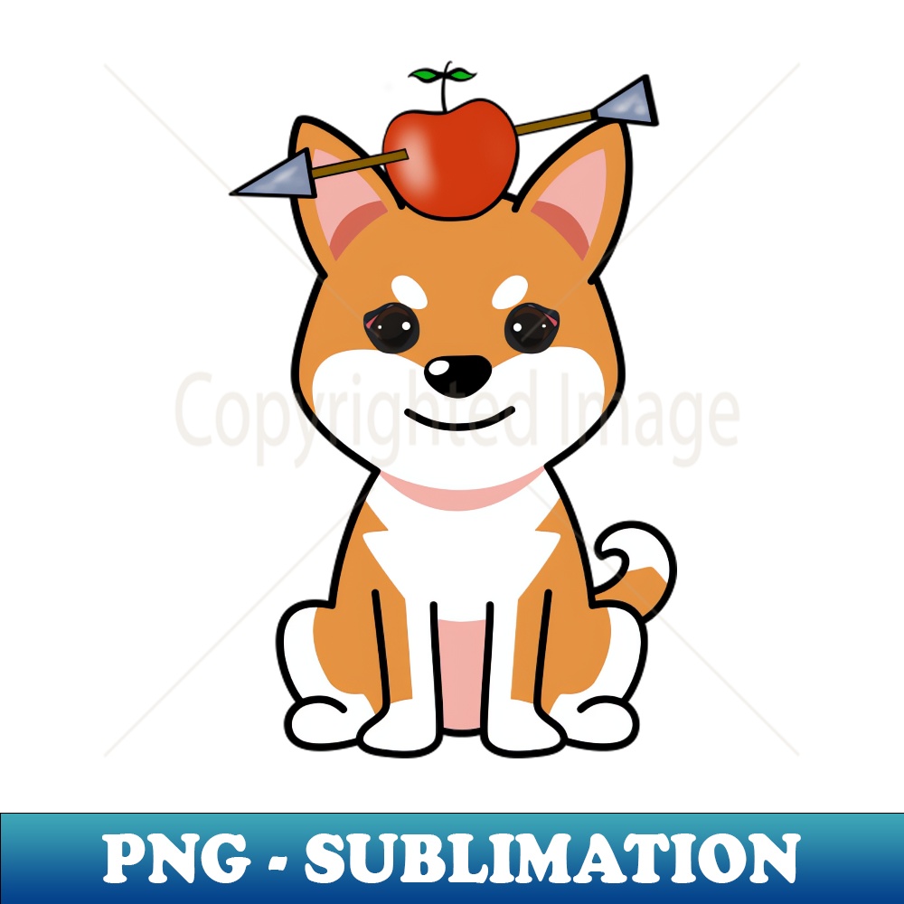 Cute orange dog has an apple and arrow on head - Vintage Sub | Inspire ...
