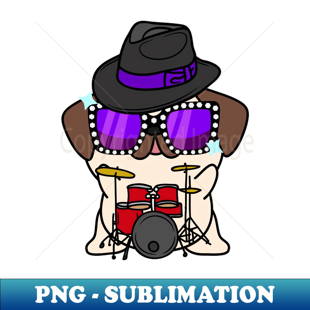 Cute Pug jamming on the drums - Premium Sublimation Digital | Inspire ...