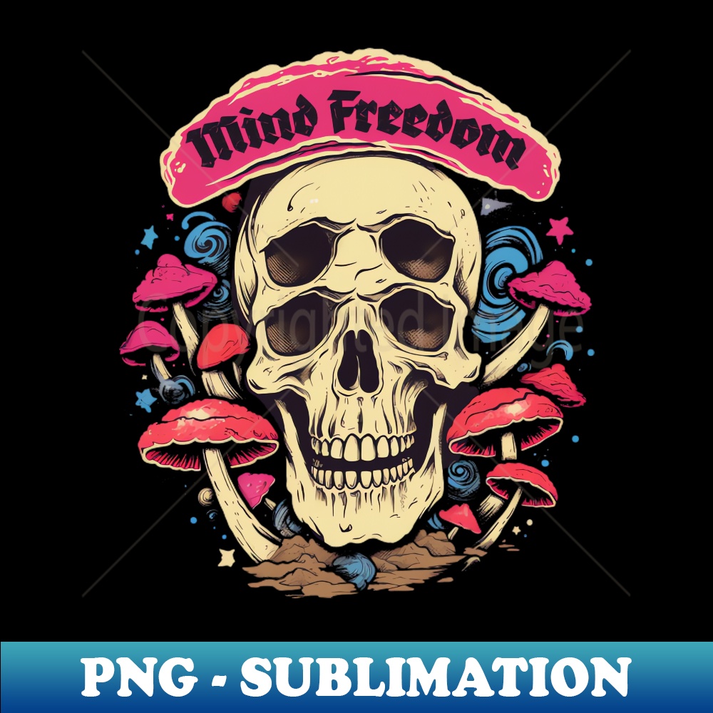 Mind Freedom Psychedelic Trippy Mushroom Skull - Digital Sub | Inspire ...
