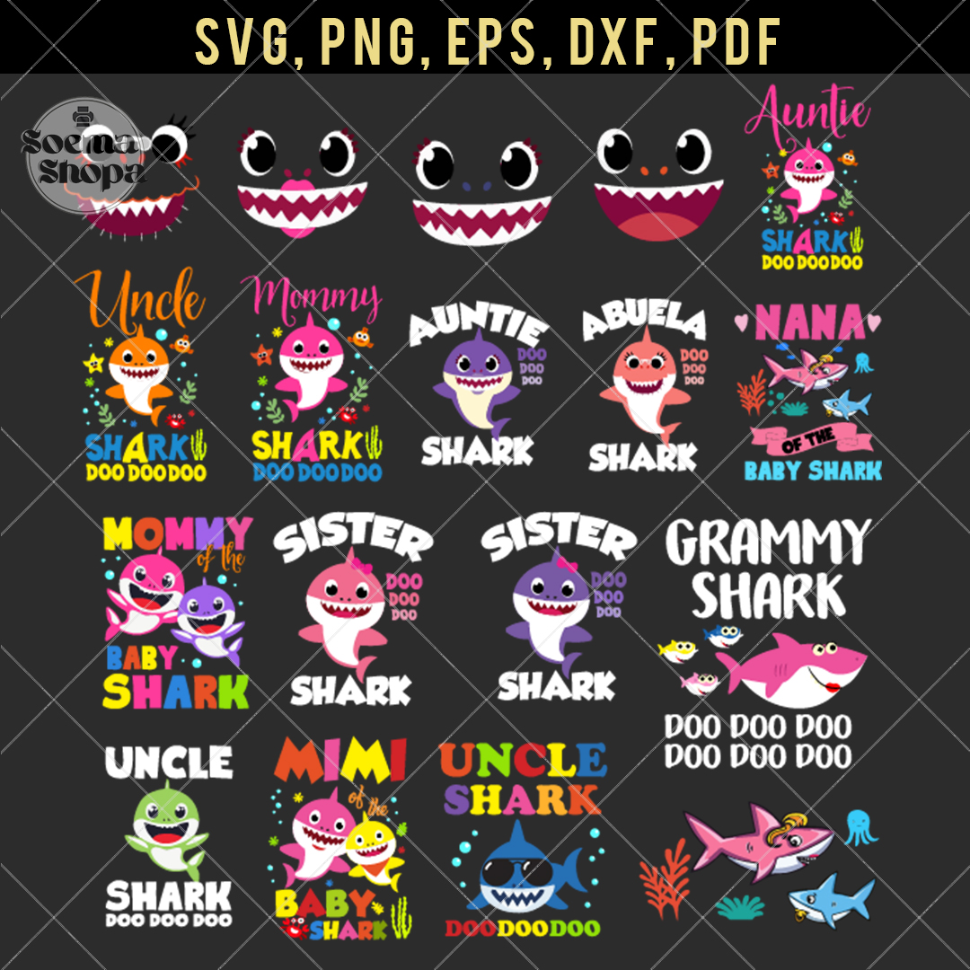 Little Baby Shark SVG, Little Shark Layered Cut SVG, Cartoon | Inspire ...