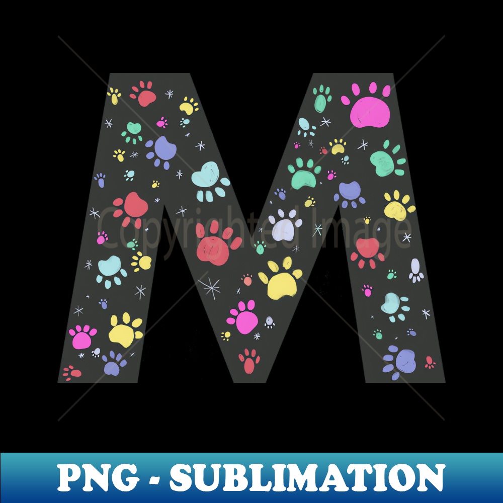M letter with colorful paw print - PNG Transparent Digital D | Inspire ...