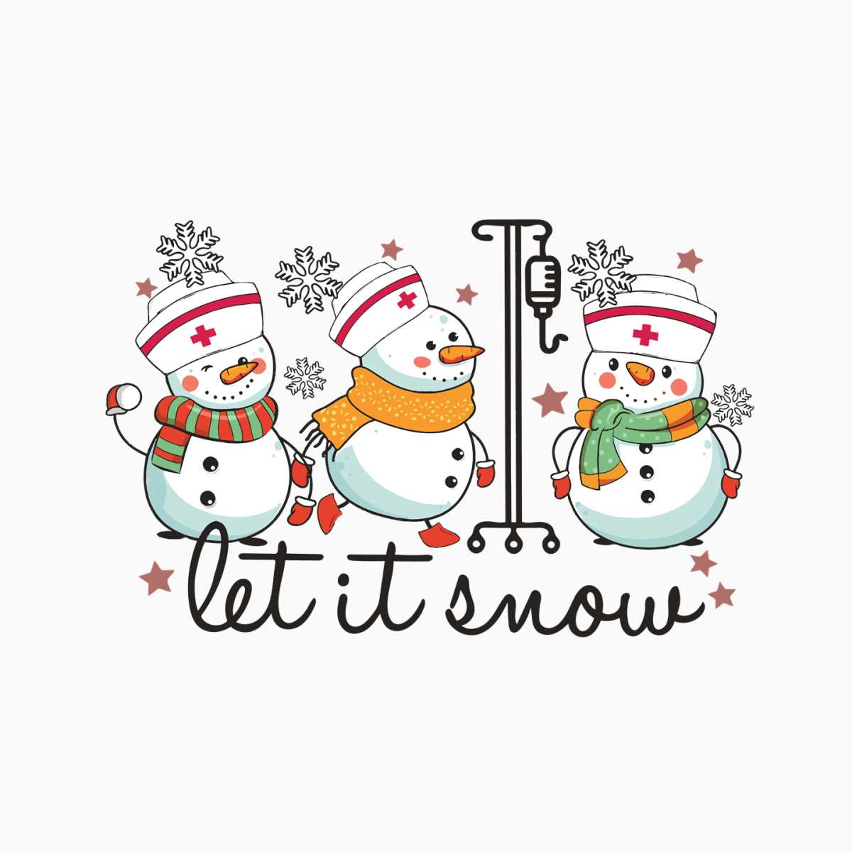 Retro Let it Snow Nurse Snowman SVG Cutting Digital File - Inspire Uplift