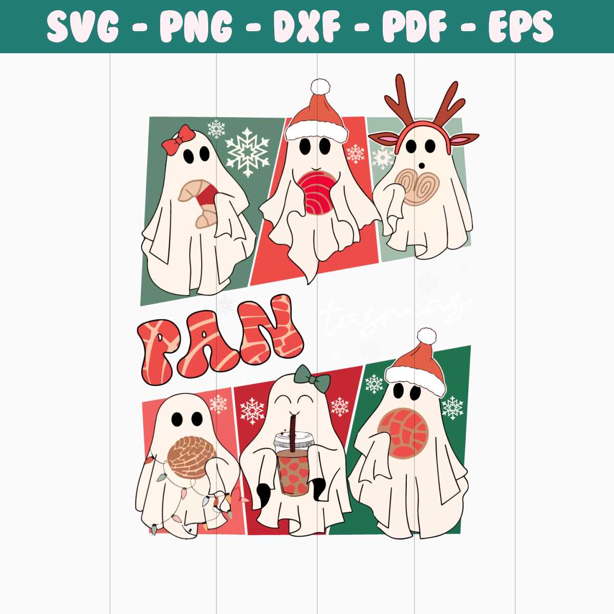 Pantasmas Ghost Christmas Santa Conchas SVG Cricut Files | Inspire Uplift