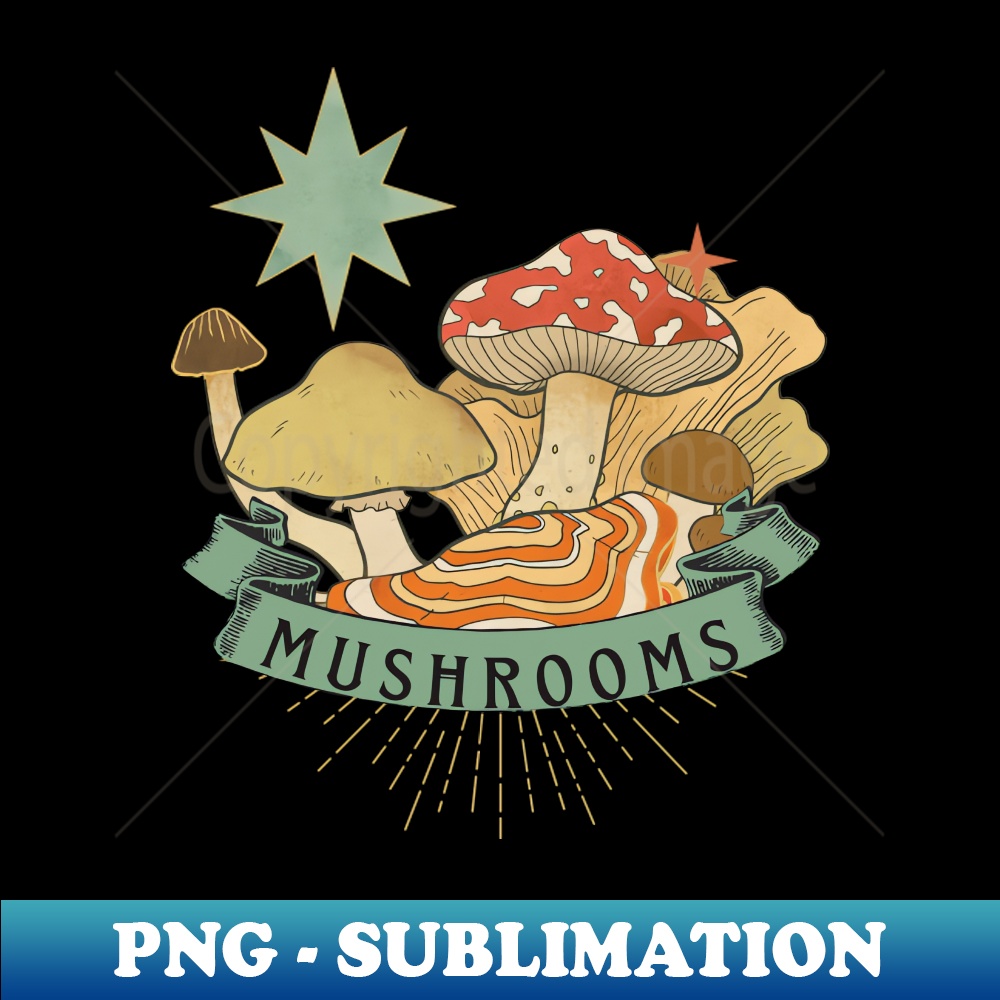 Vintage Star Mushrooms - Vintage Sublimation PNG Download - | Inspire ...