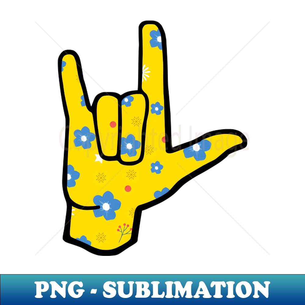 ASL ILY I Love You Sign Flower Design American Sign Langua | Inspire Uplift