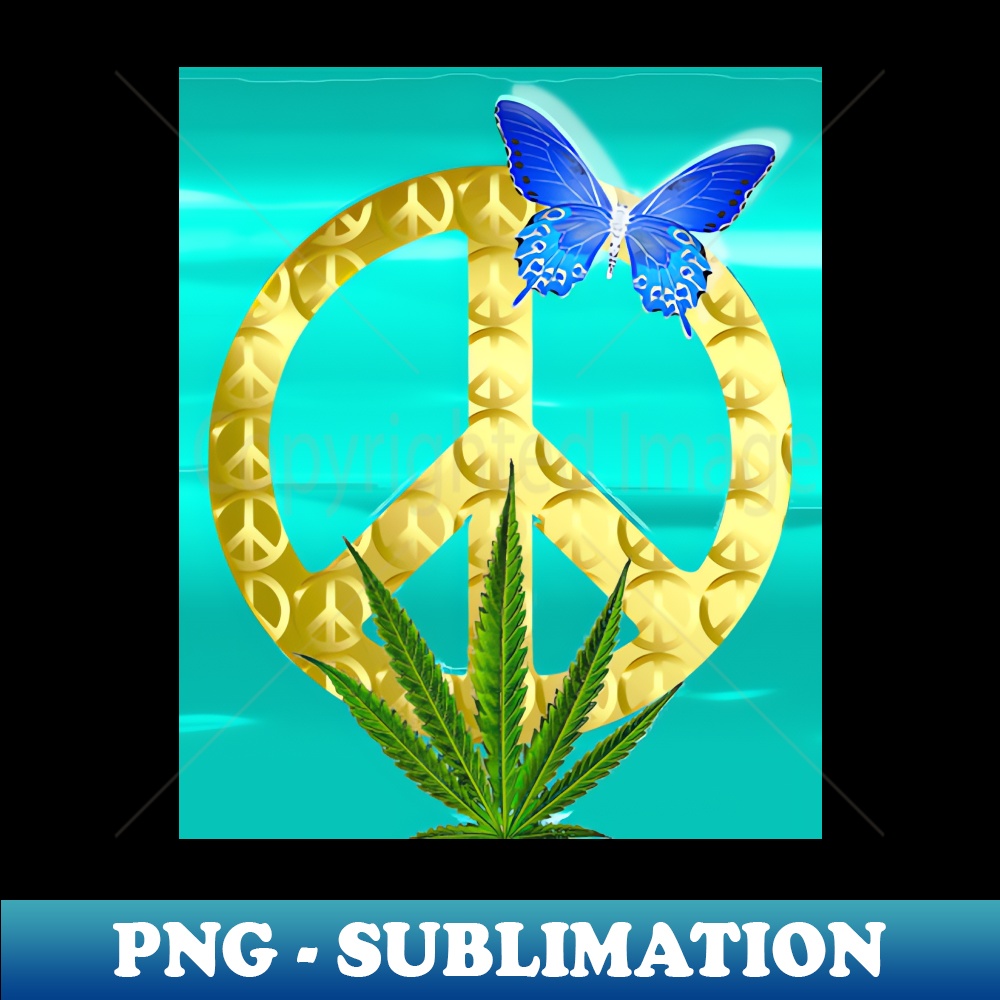 Gold Embossed Peace Sign with Blue Butterfly - Instant PNG S | Inspire ...