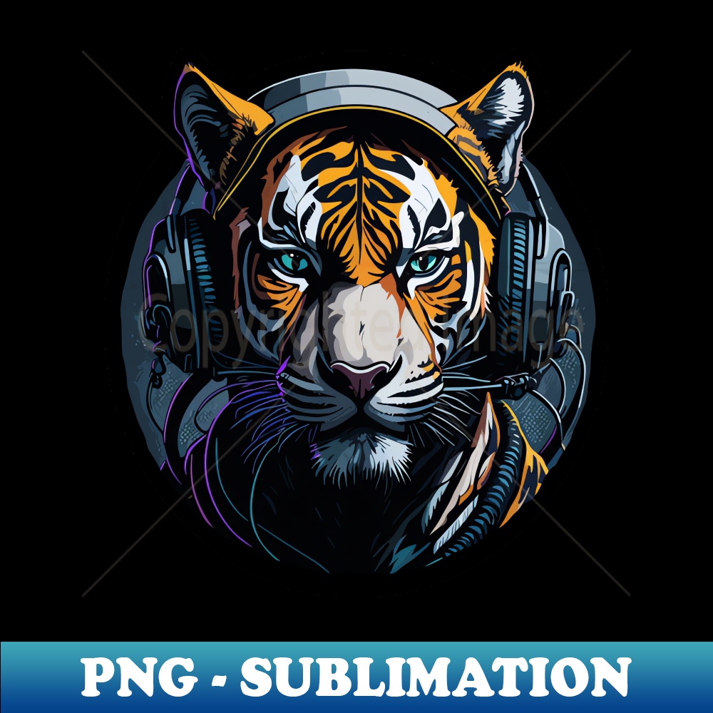 Tiger DJ -Wearing headphones - Instant PNG Sublimation Downl | Inspire ...