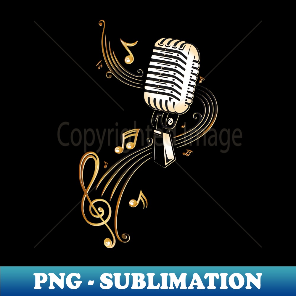 Retro microphone with music notes and clef - Unique Sublimat | Inspire ...