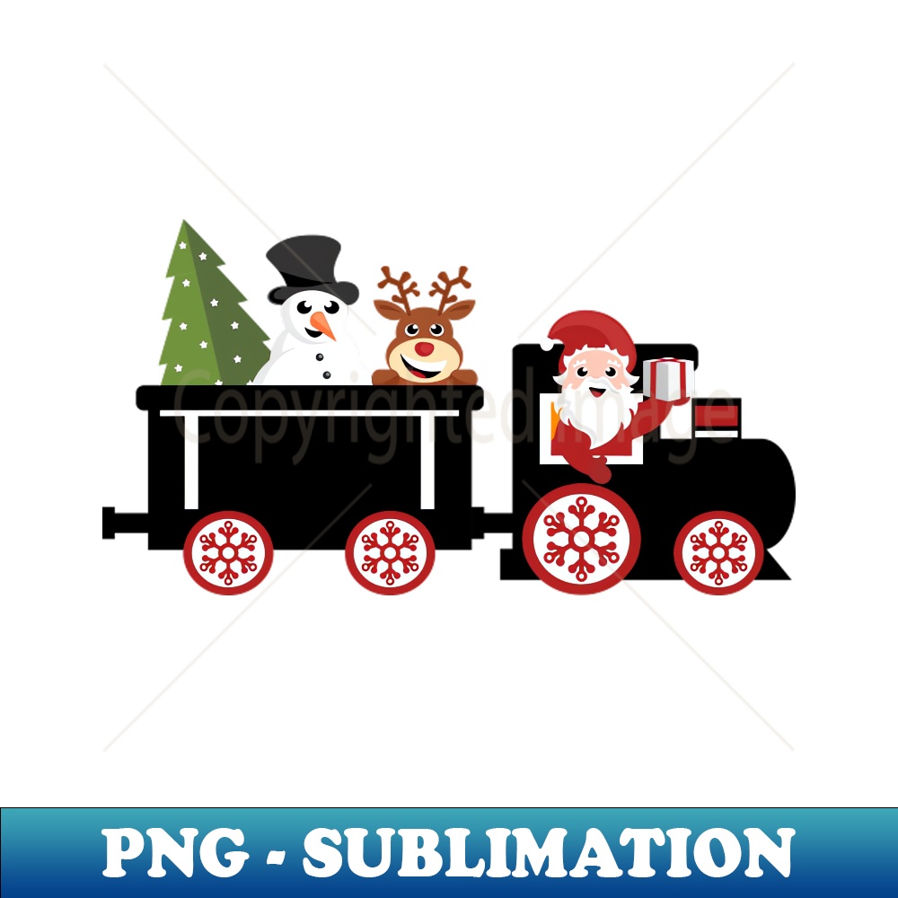 Santa Claus driving locomotive with snowman and reindeer in - Inspire ...