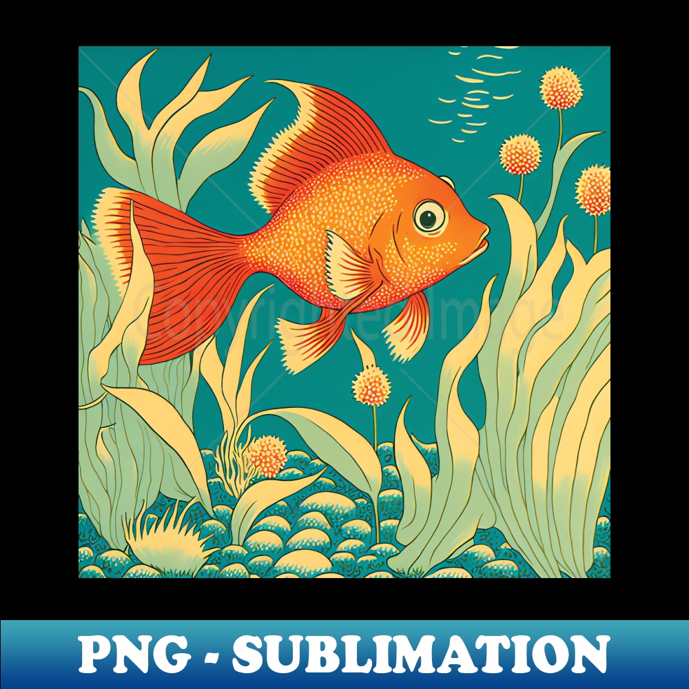 Cute Goldfish swimming in the sea with Seaweed and Ocean Lif | Inspire ...