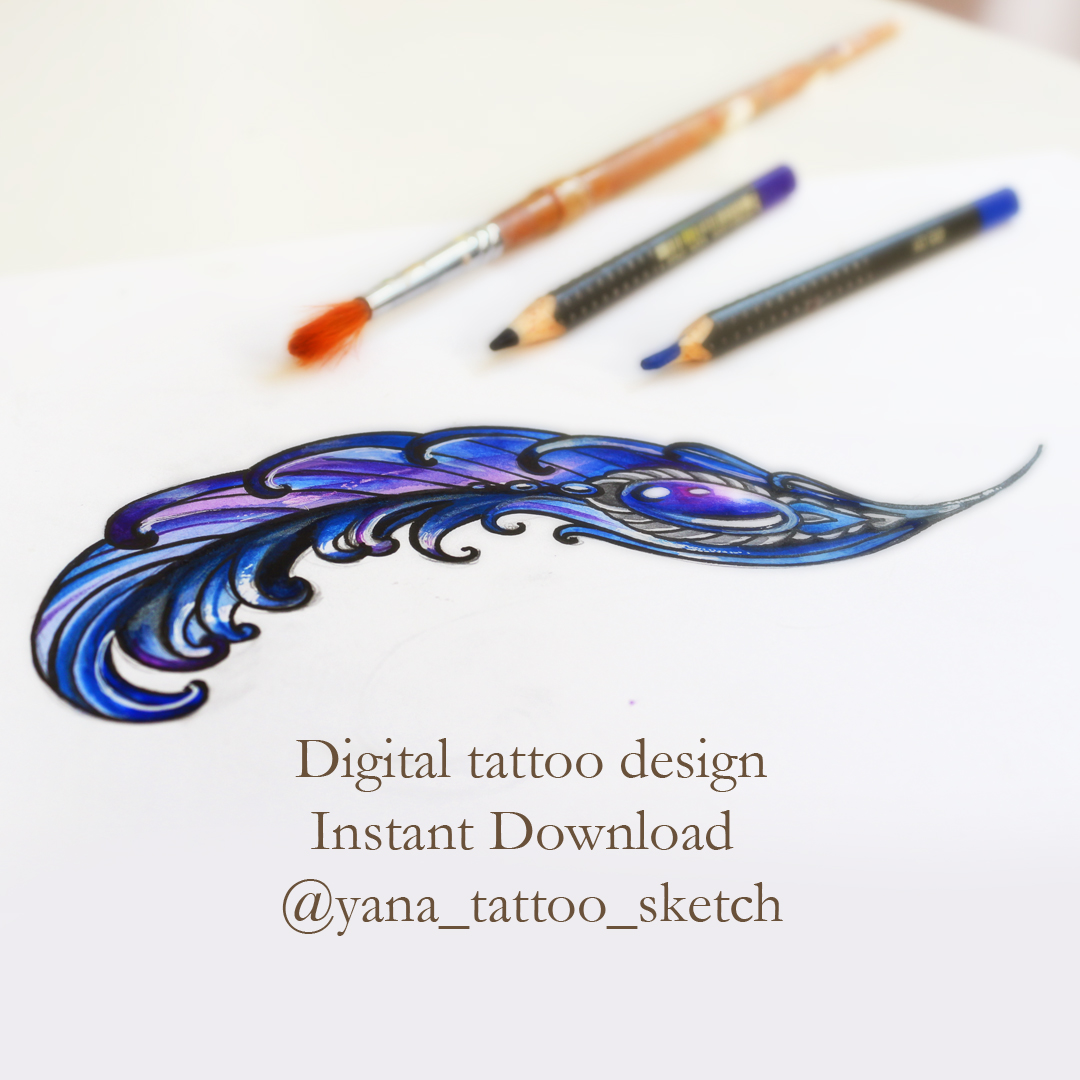 Feather Tattoo Design Feather Tattoo Ideas Sketch, Instant | Inspire Uplift