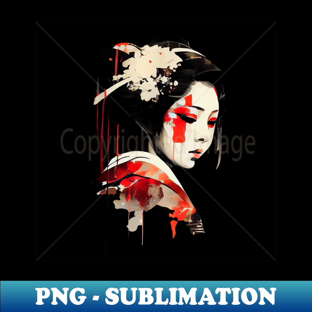 Geisha ink painting - PNG Transparent Digital Download File - Inspire ...
