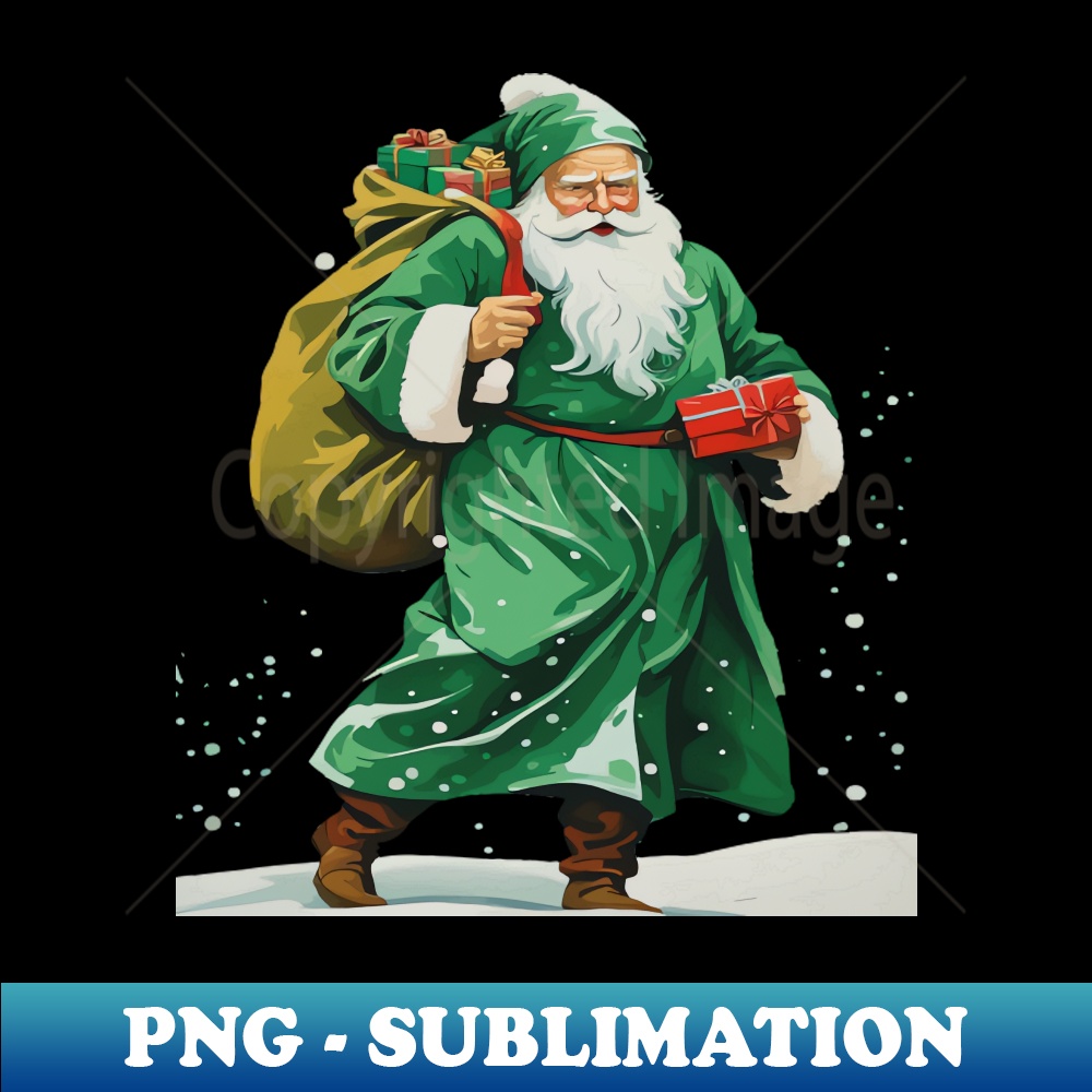 Victorian Father Christmas Wearing Retro Green Robe Cut Out | Inspire ...