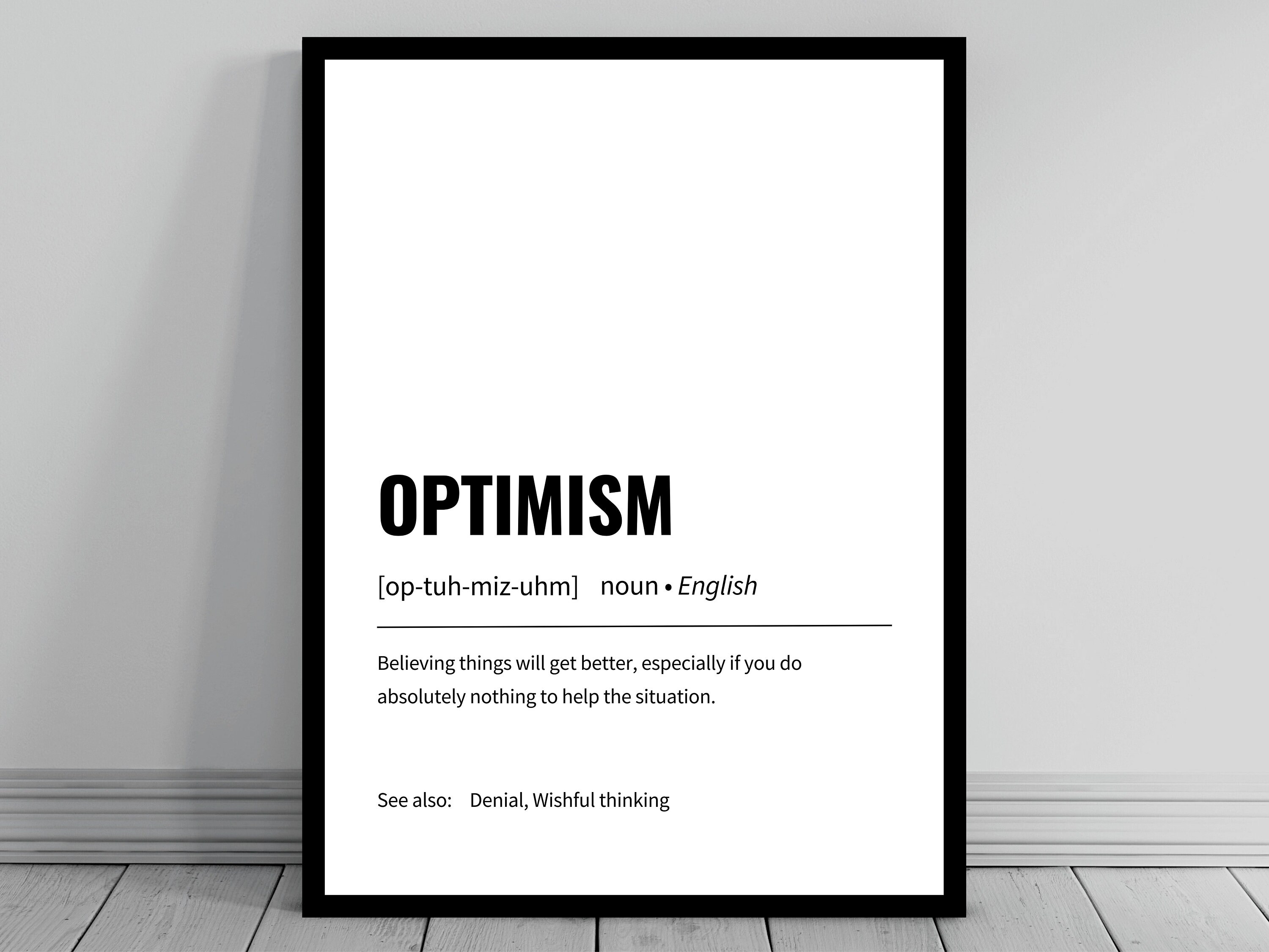 Optimism Definition Minimalist Office Art Funny Definition P - Inspire ...