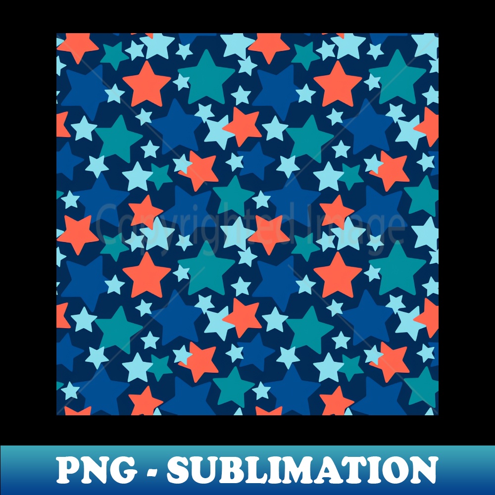 Colorful stars over blue background - Exclusive PNG Sublimat | Inspire ...