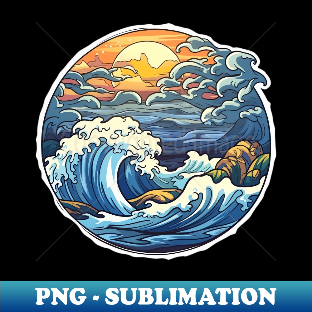Surfing Waves Sticker Ride the Thrilling Swells of the Ocean | Inspire ...