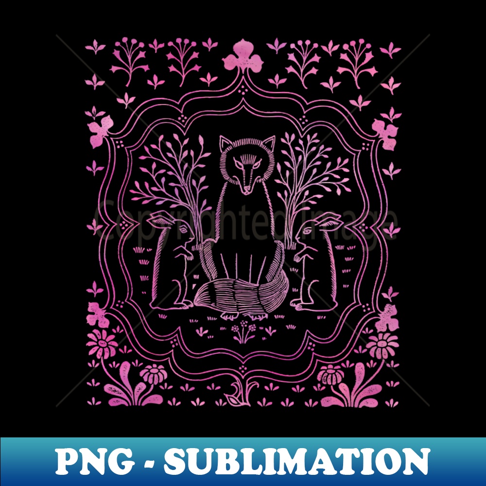 Rabbits With Fox in Pink - Modern Sublimation PNG File - Enh | Inspire ...