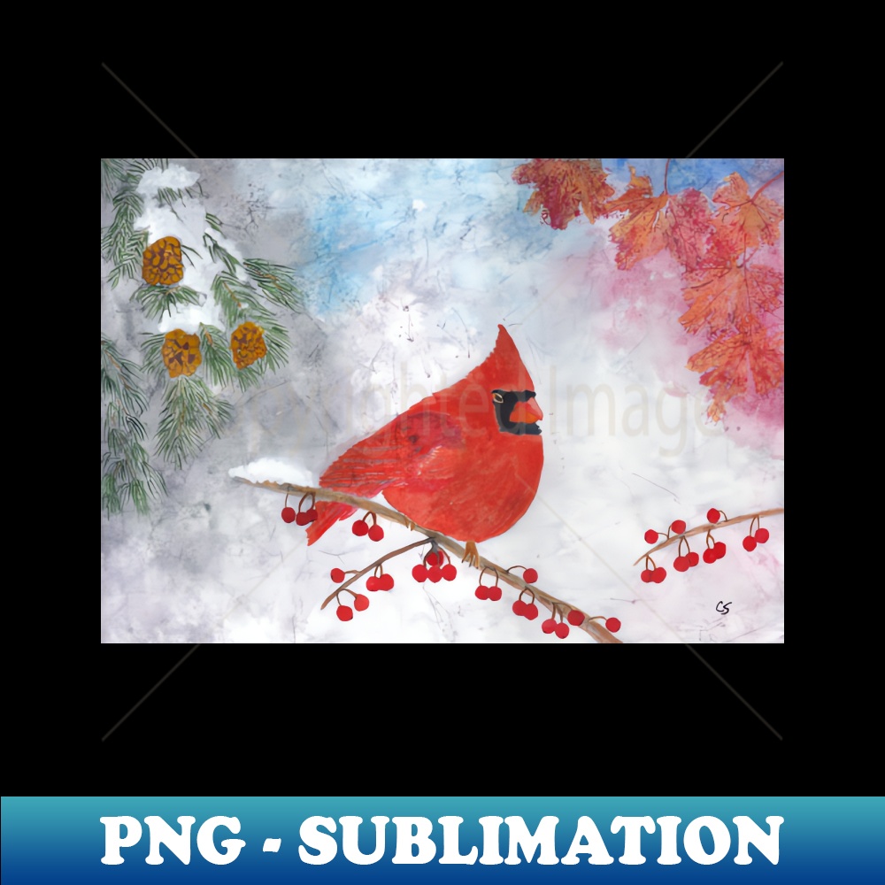 Winter Cardinal on snowy branch with red berries pine branch | Inspire ...