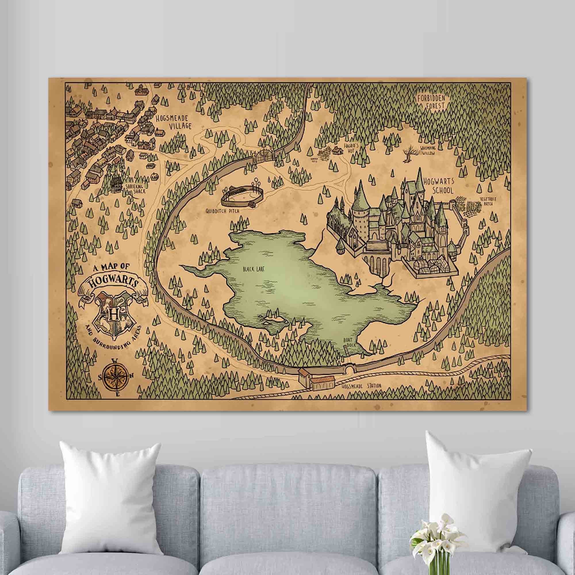 Wall art Vintage Map Wall Art, Old Map Poster, Map Wall Dec - Inspire ...