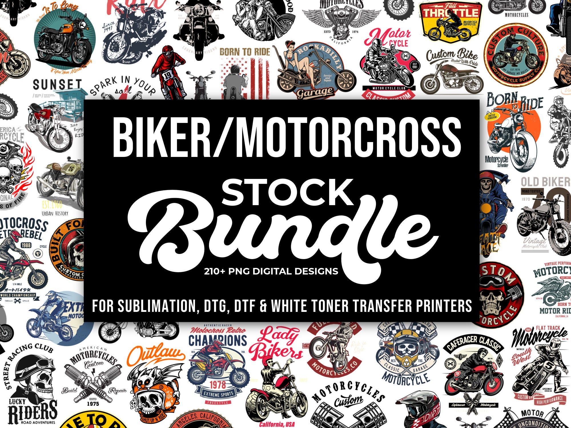 Biker Motorcycle Design Bundle, For Sublimation, DTG, DTF, T | Inspire ...