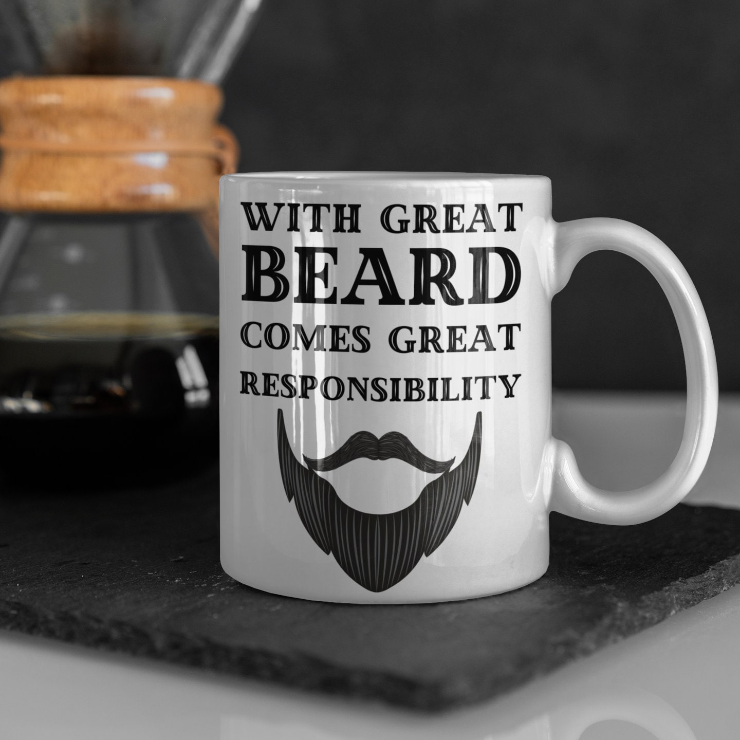 With Great Beard Comes Great Responsibility Mug Men Daddy Hu | Inspire ...