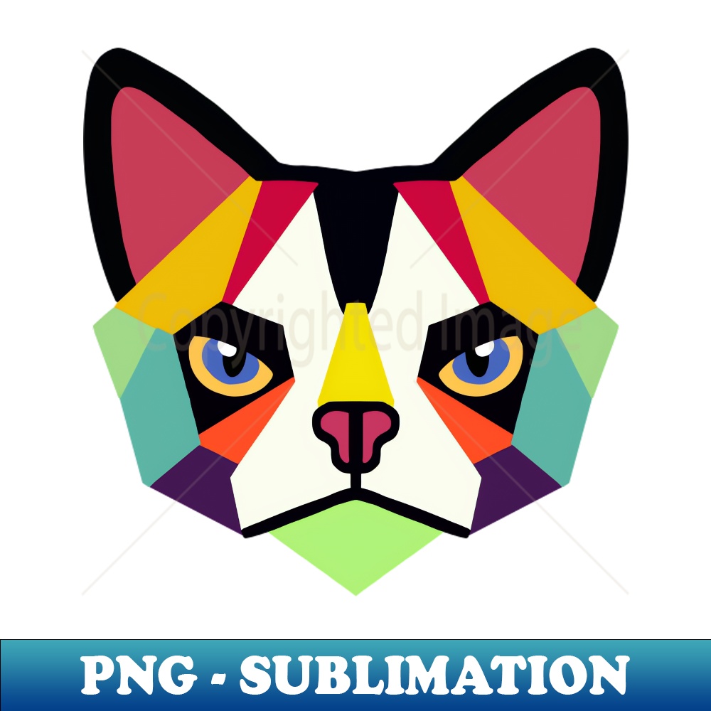 Geometric Cat Face Big Ears - Aesthetic Sublimation Digital - Inspire ...