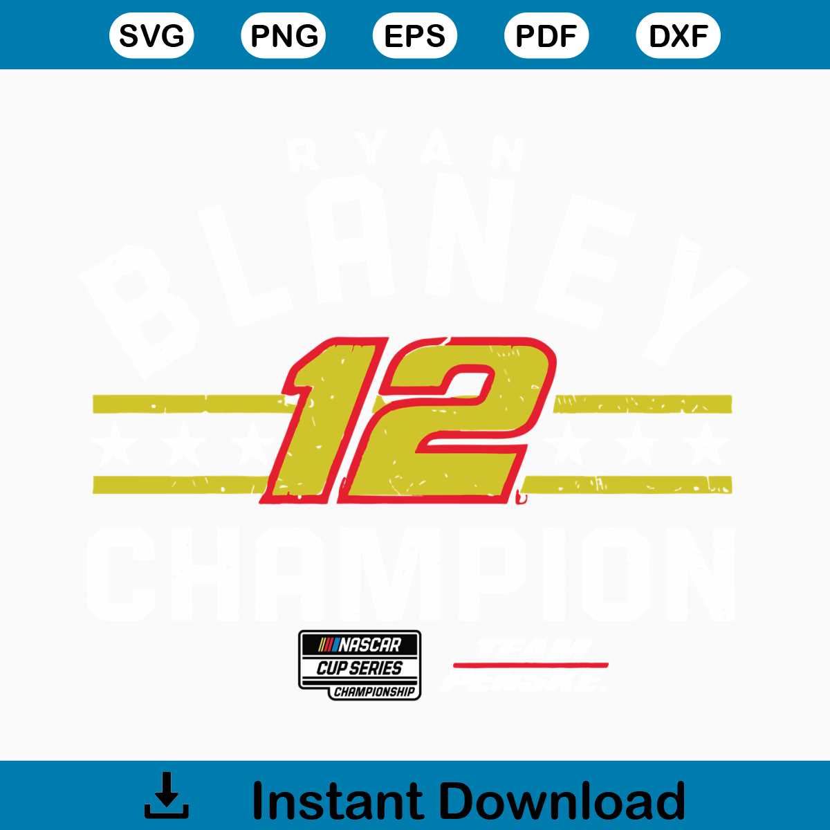 Ryan Blaney Team Penske NASCAR Cup Series Champion SVG | Inspire Uplift
