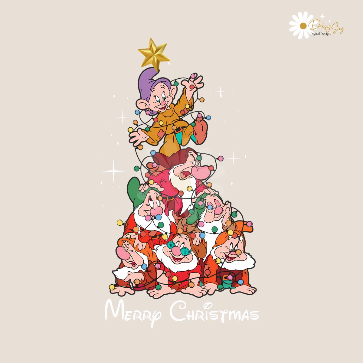 Seven Dwarfs Christmas Lights PNG Sublimation Design - Inspire Uplift