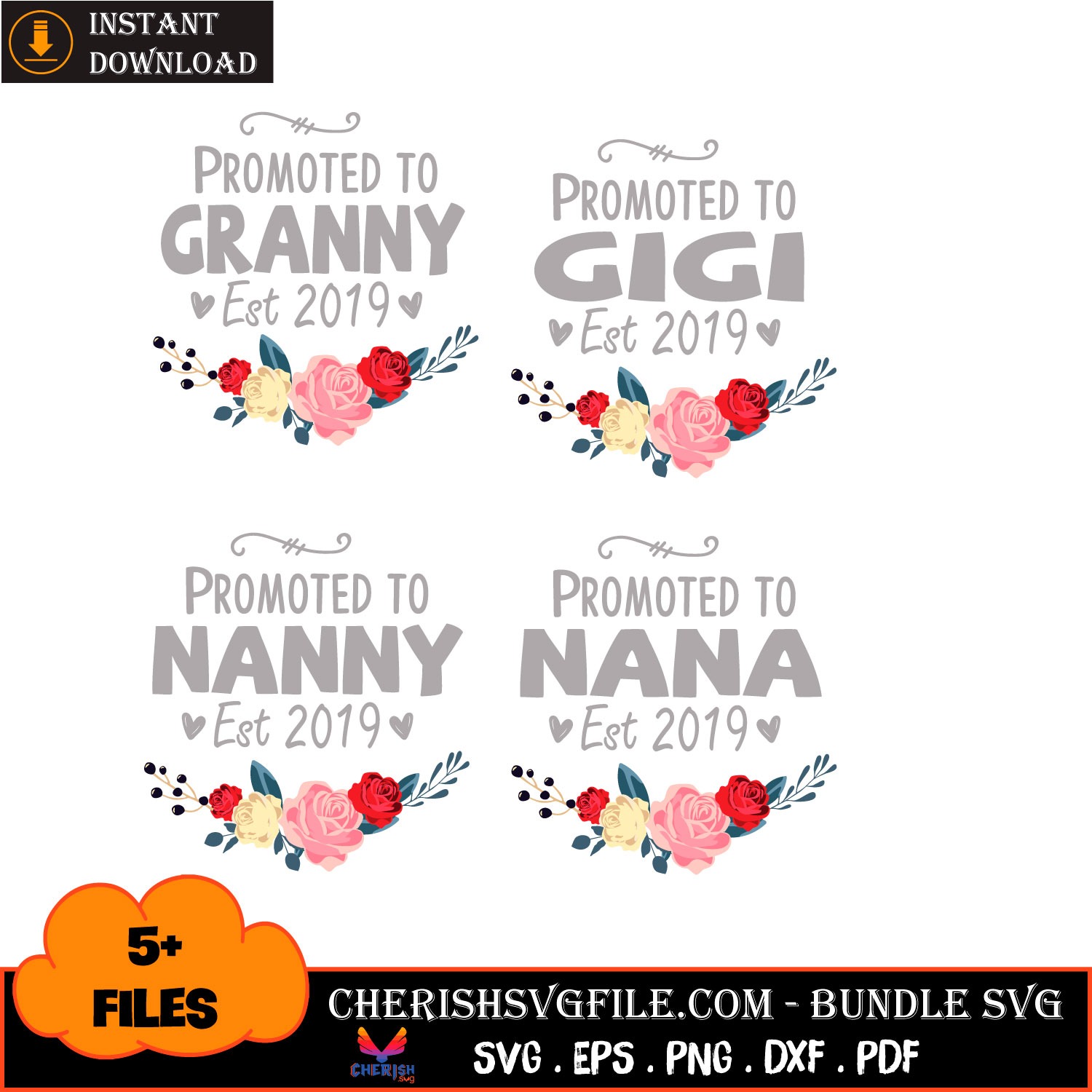 5 Files Promoted To Granny Est 2019 Bundle Svg, Mothers Day - Inspire ...