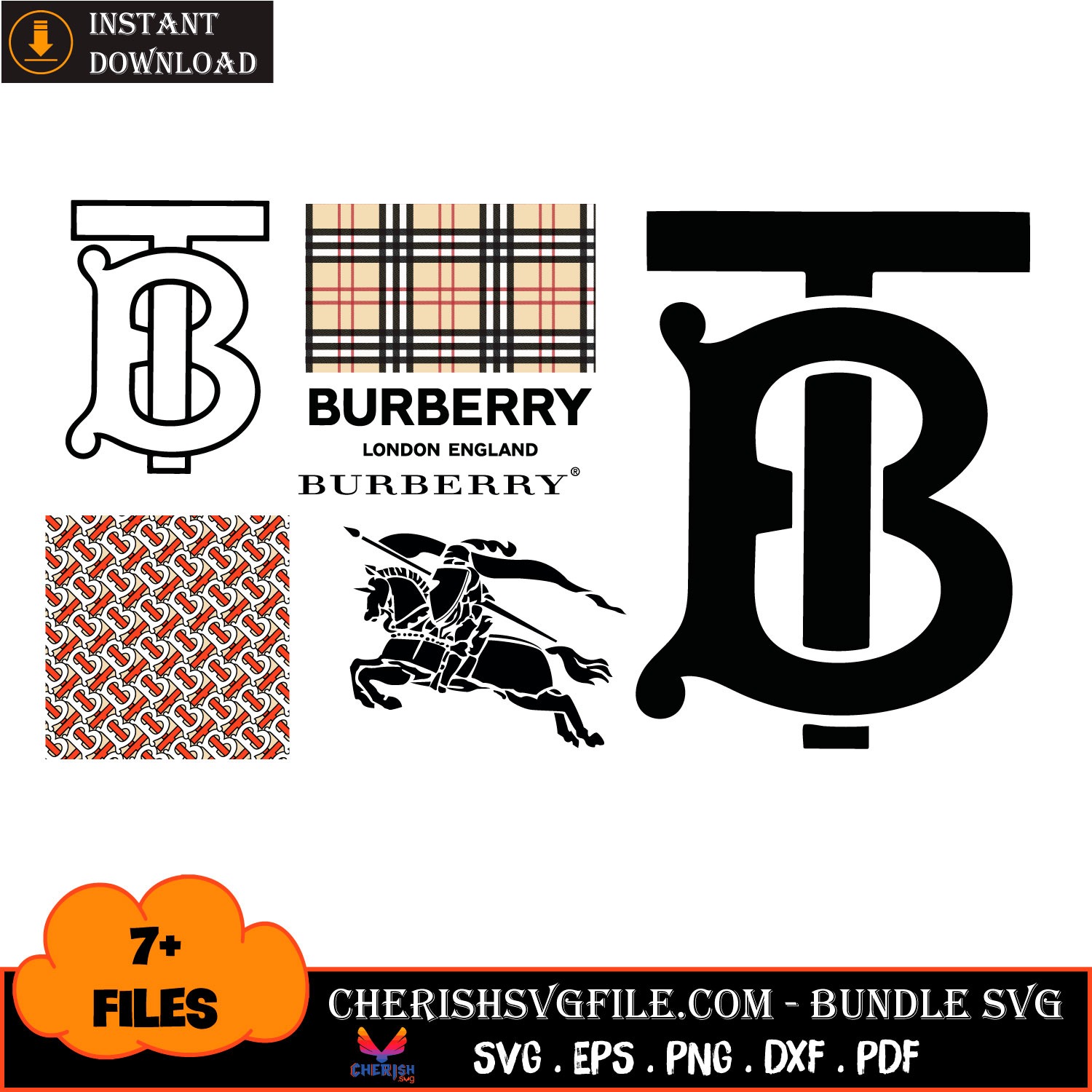 7 Files Of Burberry London England Logo Designs Bundle Svg - Inspire Uplift