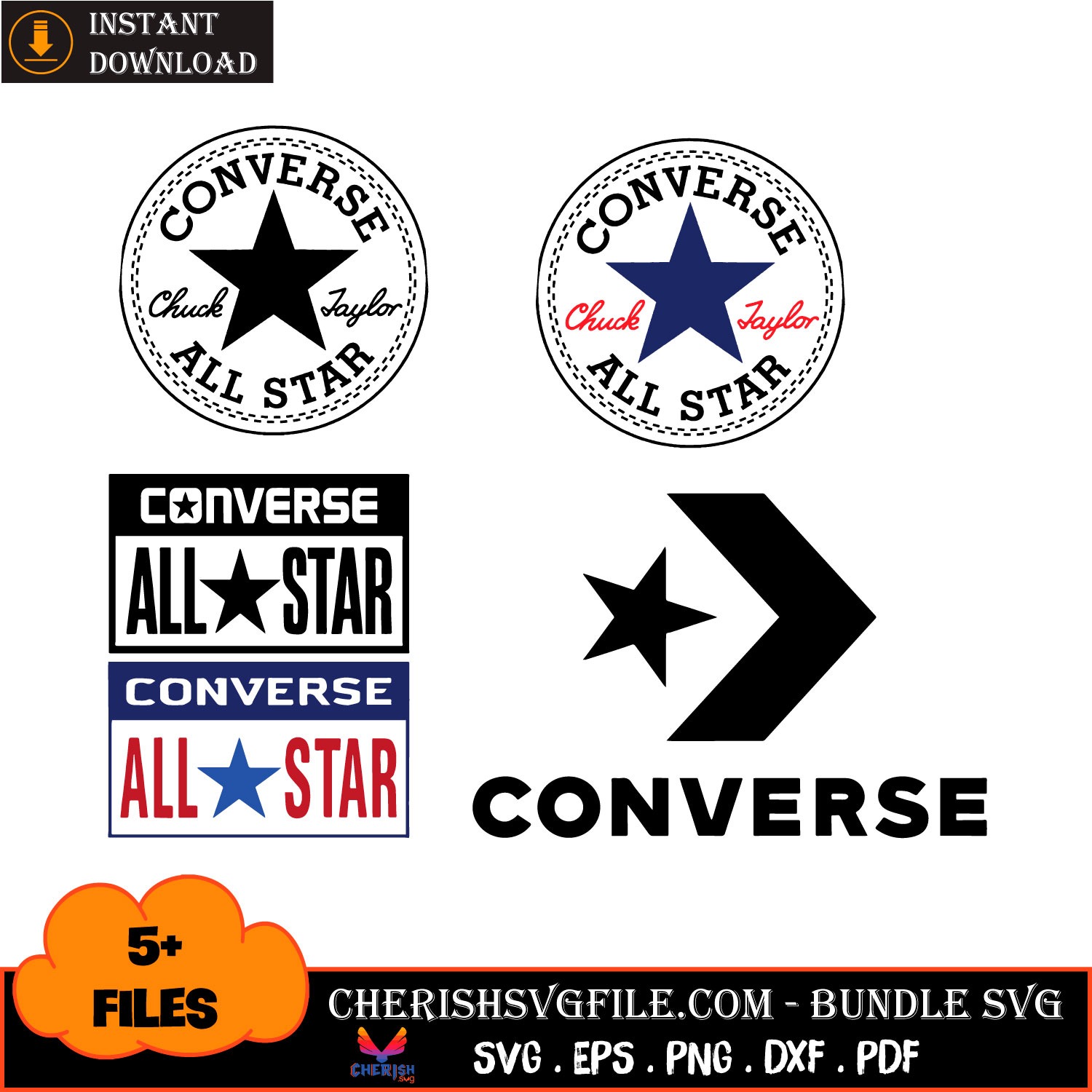 5 Files Of Converse Logo Designs Bundle Svg, Brand Svg | Inspire Uplift