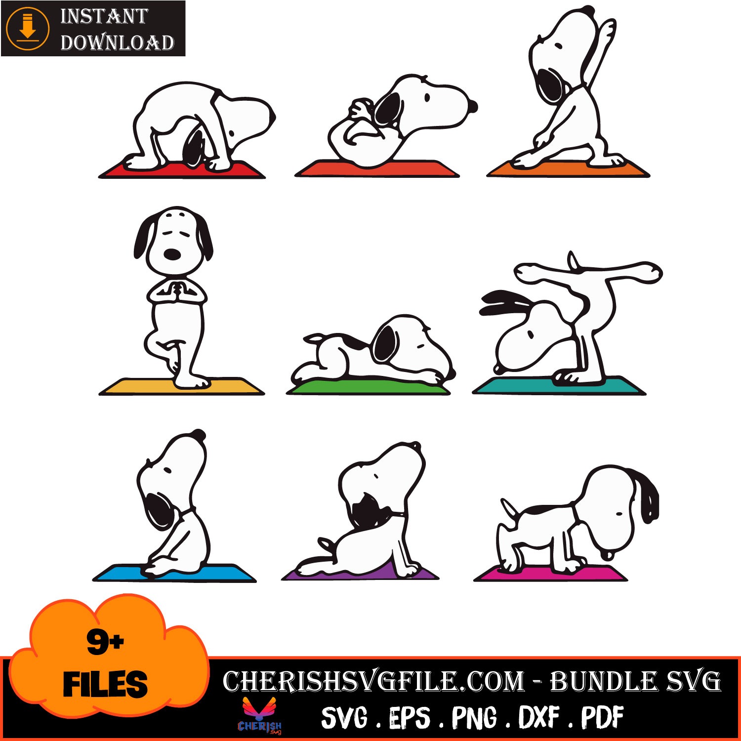 9 Files Snoopys Yoga Poses On The Mats Bundle Svg, Trending | Inspire ...