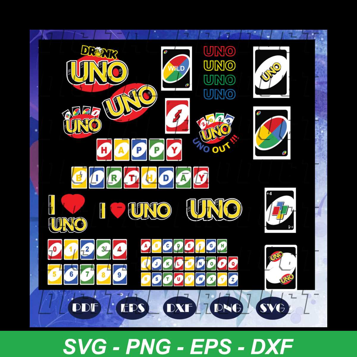 Uno card bundle svg, uno svg birthday, uno drunk logo, uno s | Inspire ...