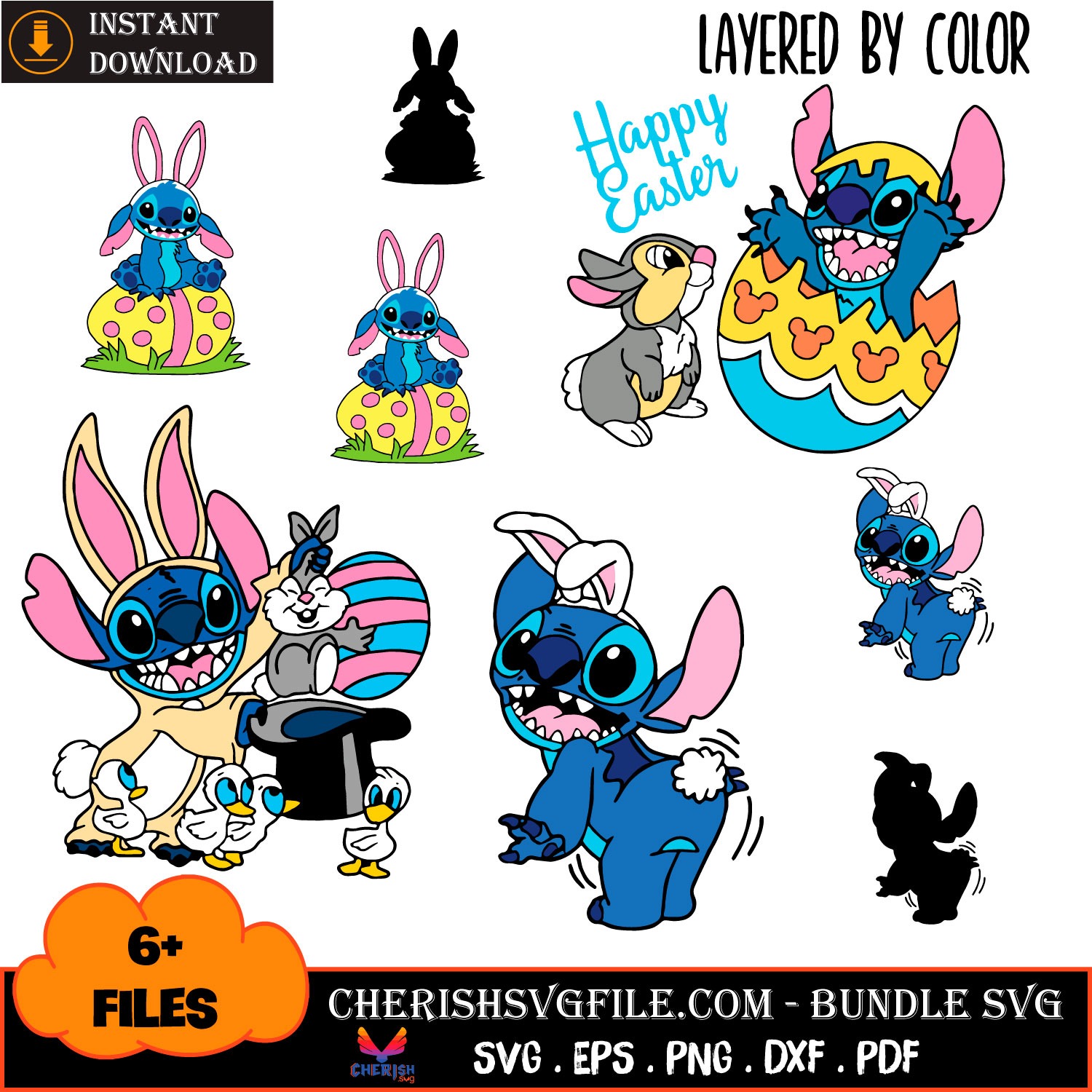 6 Files Happy Easter Lilo And Stitch Logo Bundle Svg, Easter - Inspire ...